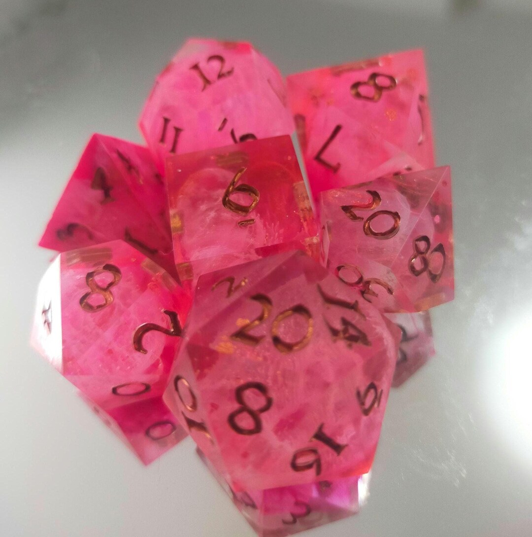Pink Swirl Dice - Handmade Polyhedral Dice Set for D&D, Games, and ...