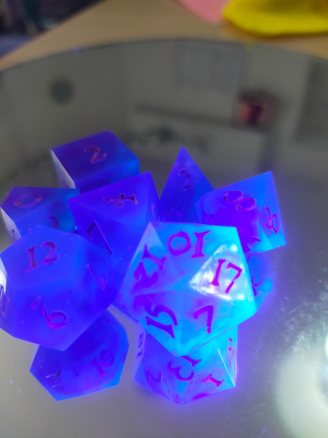Monsters Inc Inspired Dice Set: B-grade UV Reactive Polyhedral Dice - Etsy