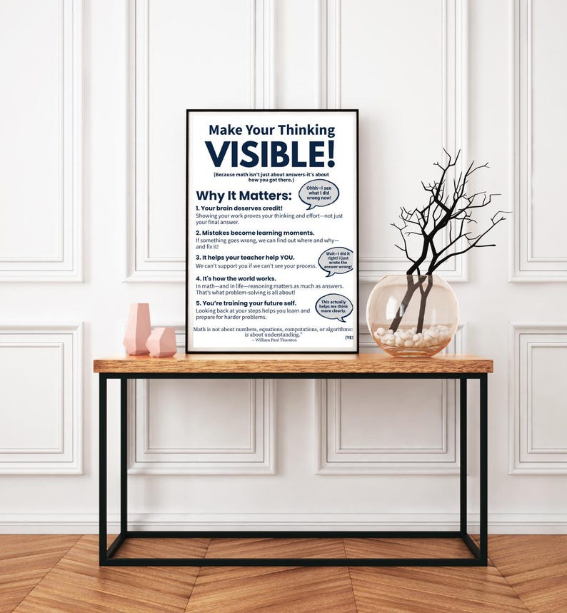 Math Classroom Poster: Show Your Work - Visible Thinking (digital ...