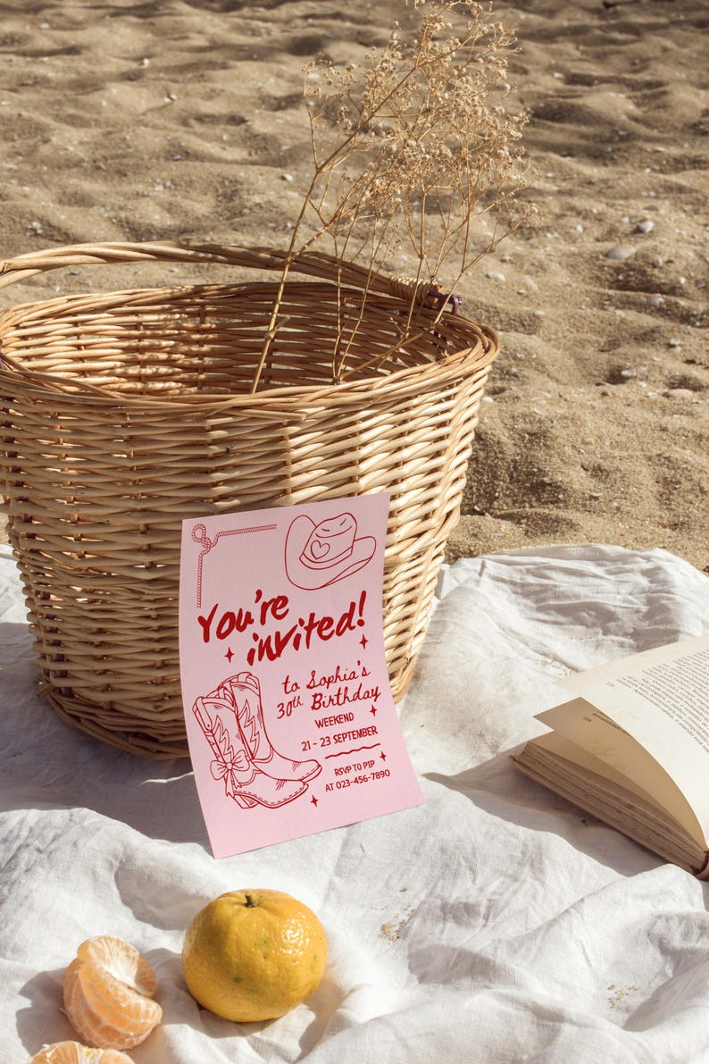 Cowgirl Birthday Weekend Invitation | Western 30th Birthday Invite ...