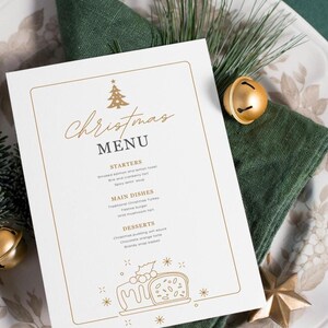 Elegant Gold Christmas Menu Template: Festive Holiday Dinner (instant ...