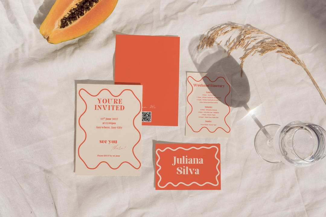 Modern Event Invitation Template Bundle, Editable Canva Invite, QR Code ...