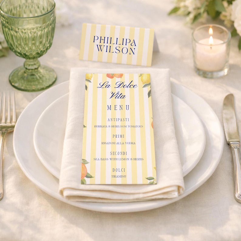 La Dolce Vita Invitation Suite Template, Italian Lemon Wedding ...