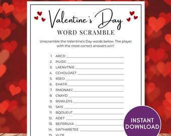 Valentine’s Word Scramble Game Printable, Kids Classroom Activity ...