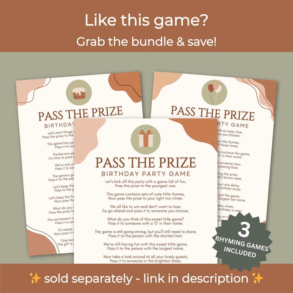 Birthday Pass the Prize Game, Printable Birthday Game, Pass the Prize ...