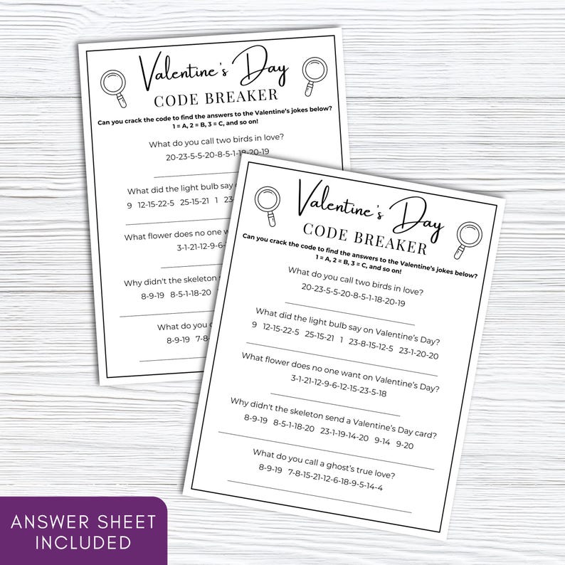 Valentine’s Day Code Breaker Printable, Crack the Secret Code Classroom ...