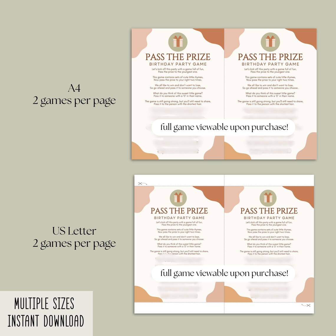 Birthday Pass the Prize Game, Printable Birthday Game, Pass the Prize ...