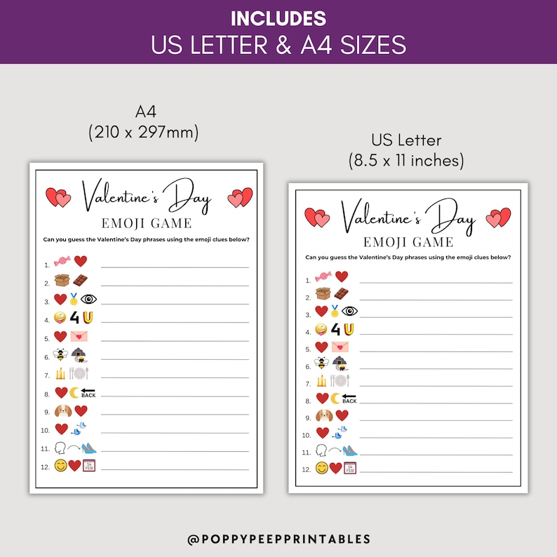 Jeu d'emoji de la Saint-Valentin imprimable, devinez les phrases de la ...