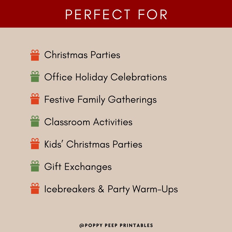 Pass the Gift Game Christmas Printable, Christmas Party Activity for ...