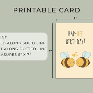 PRINTABLE Punny Birthday Card, Hap-bee Birthday Card, Digital Happy ...