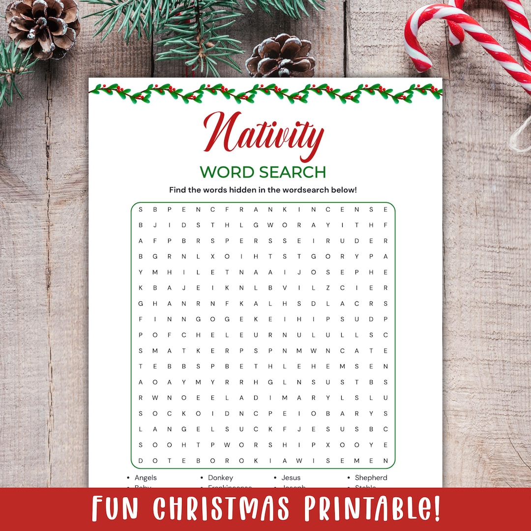 Printable Nativity Word Search, Christmas Bible Activity, Kids ...