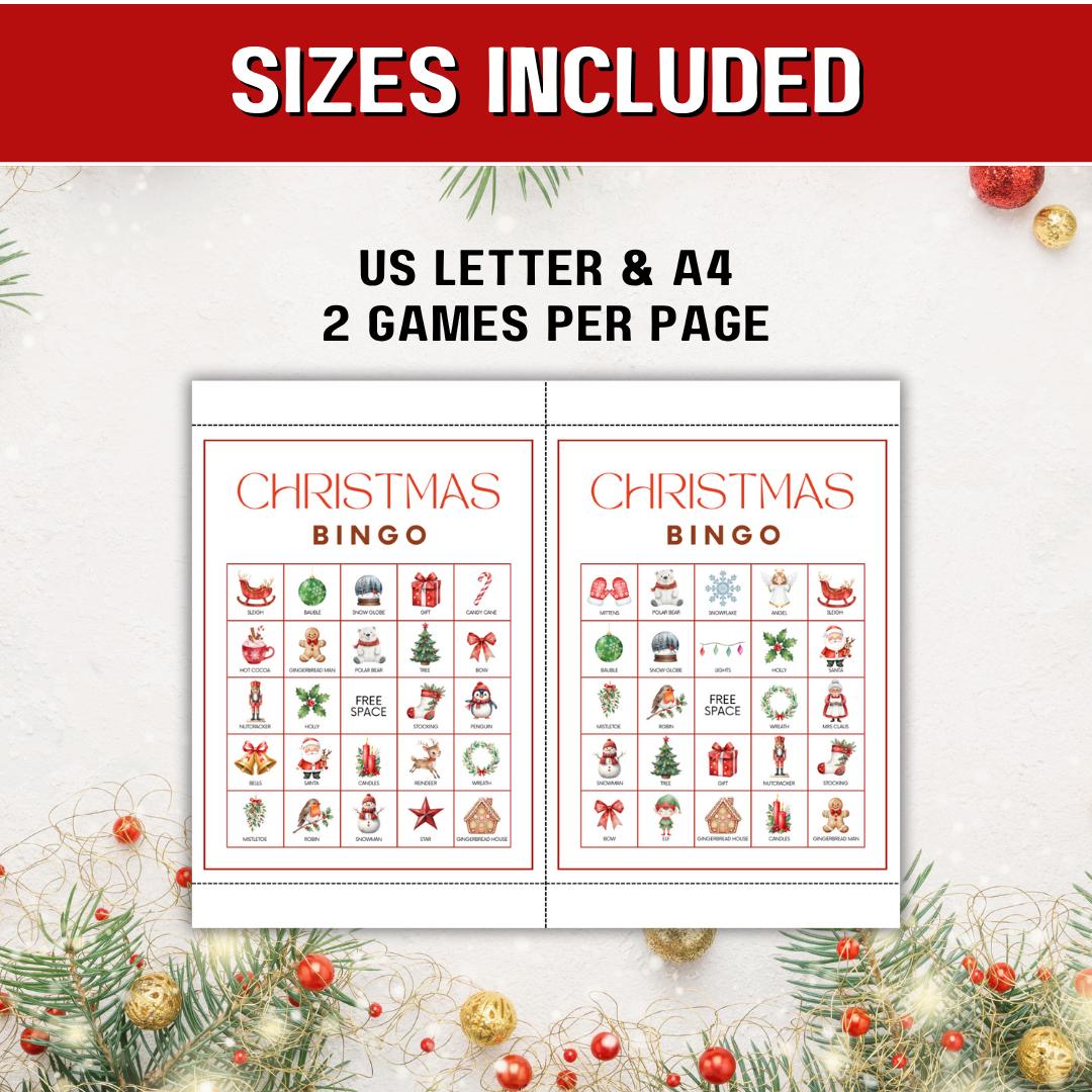 Printable Christmas Bingo Game Bundle, 30 Bingo Cards Game, Party Game ...