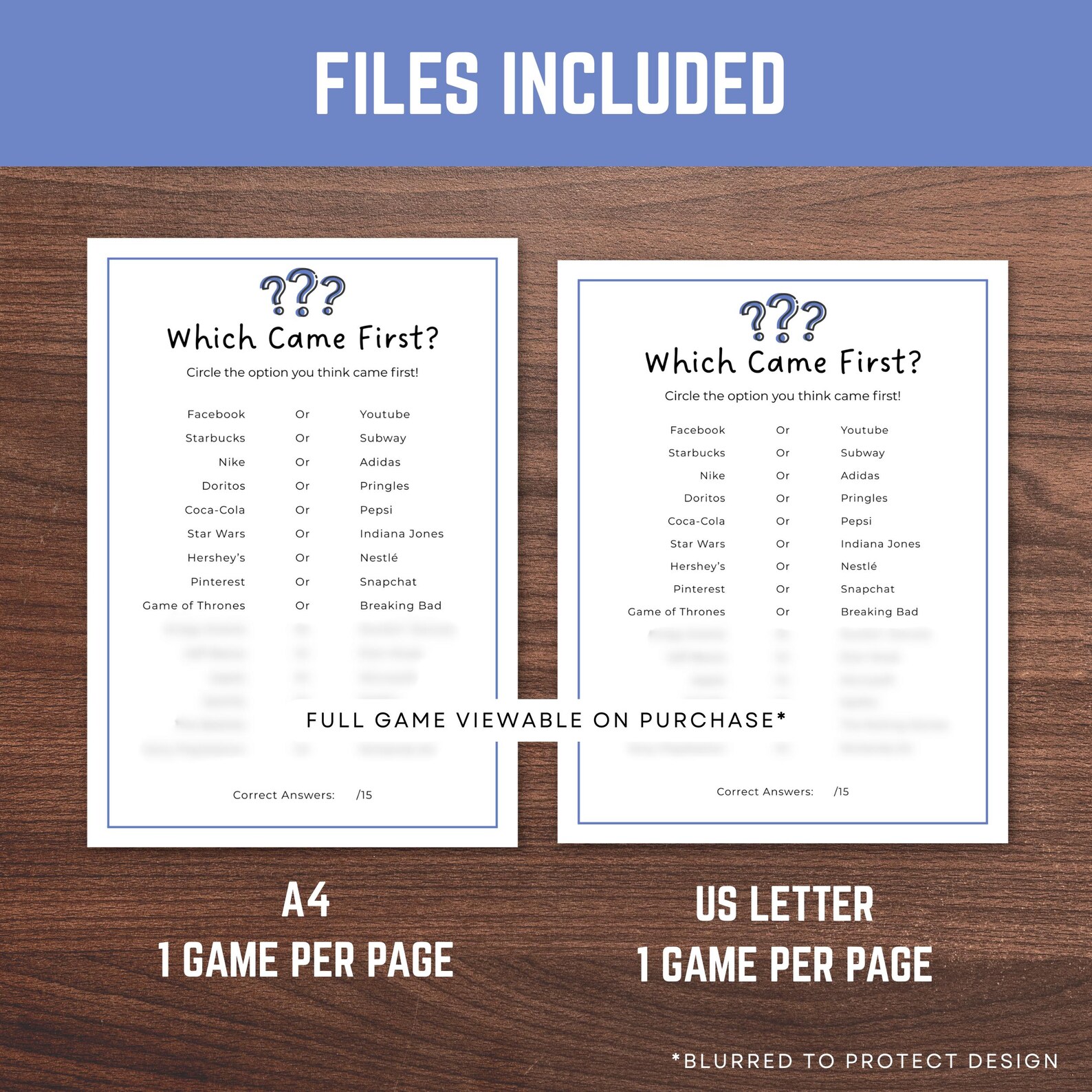 Which Came First Trivia Game, Printable Trivia Game Quiz, Icebreaker ...