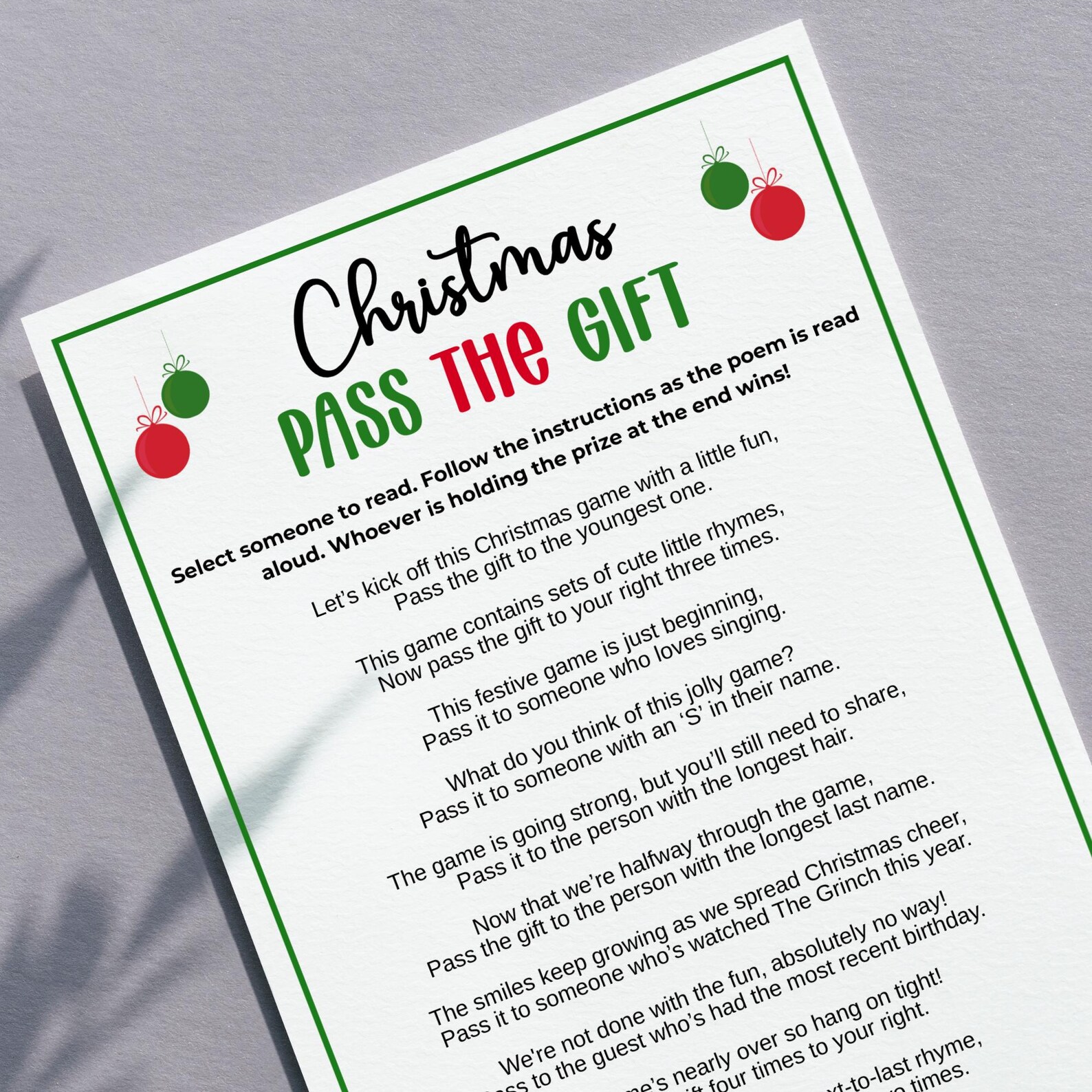 Pass the Present Christmas Game Printable Holiday Icebreaker, Pass the ...