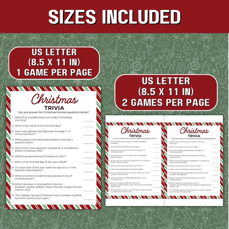 Christmas Trivia Game Printable, Q&A Christmas Quiz, Holiday Party Game ...