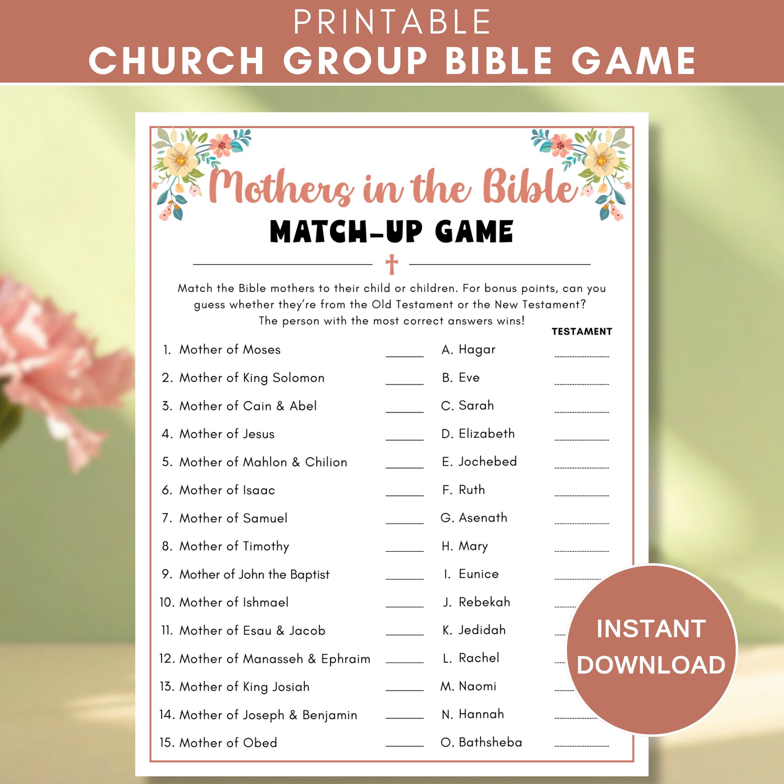 Mothers in the Bible Match-up Game, Printable Christian Mother's Day ...