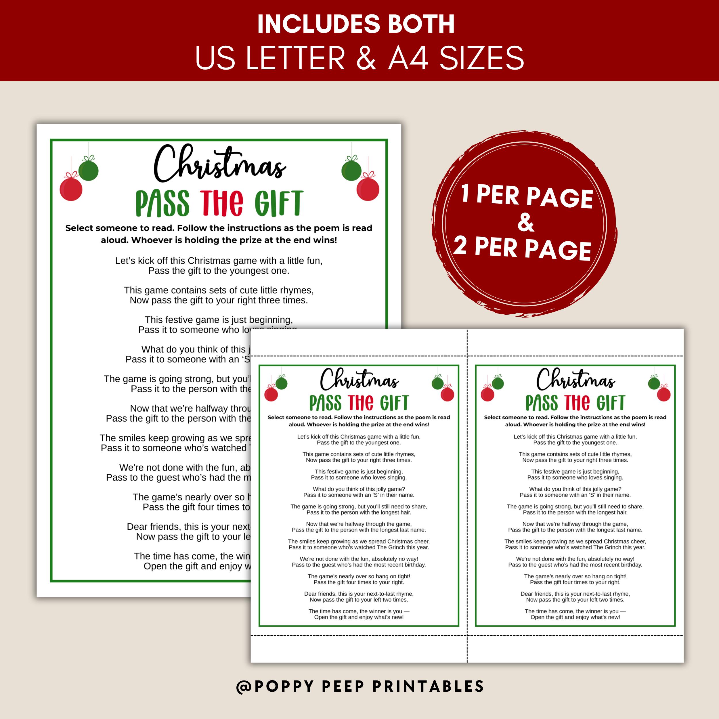 Pass the Present Christmas Game Printable Holiday Icebreaker, Pass the ...