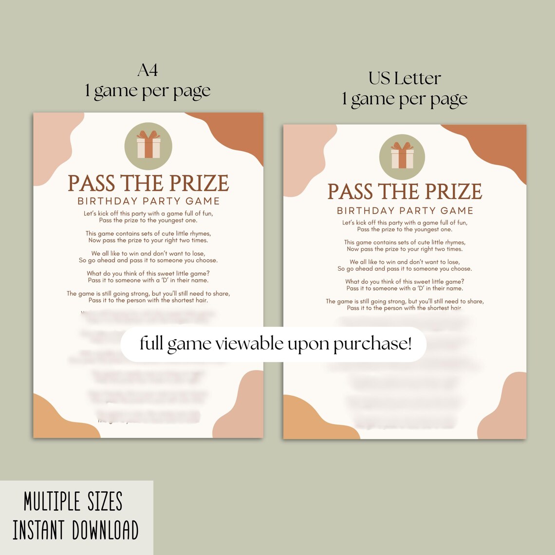 Birthday Pass the Prize Game, Printable Birthday Game, Pass the Prize ...