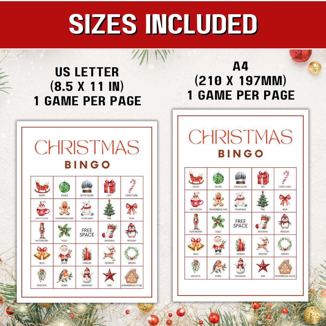 Printable Christmas Bingo Game Bundle, 30 Bingo Cards Game, Party Game ...