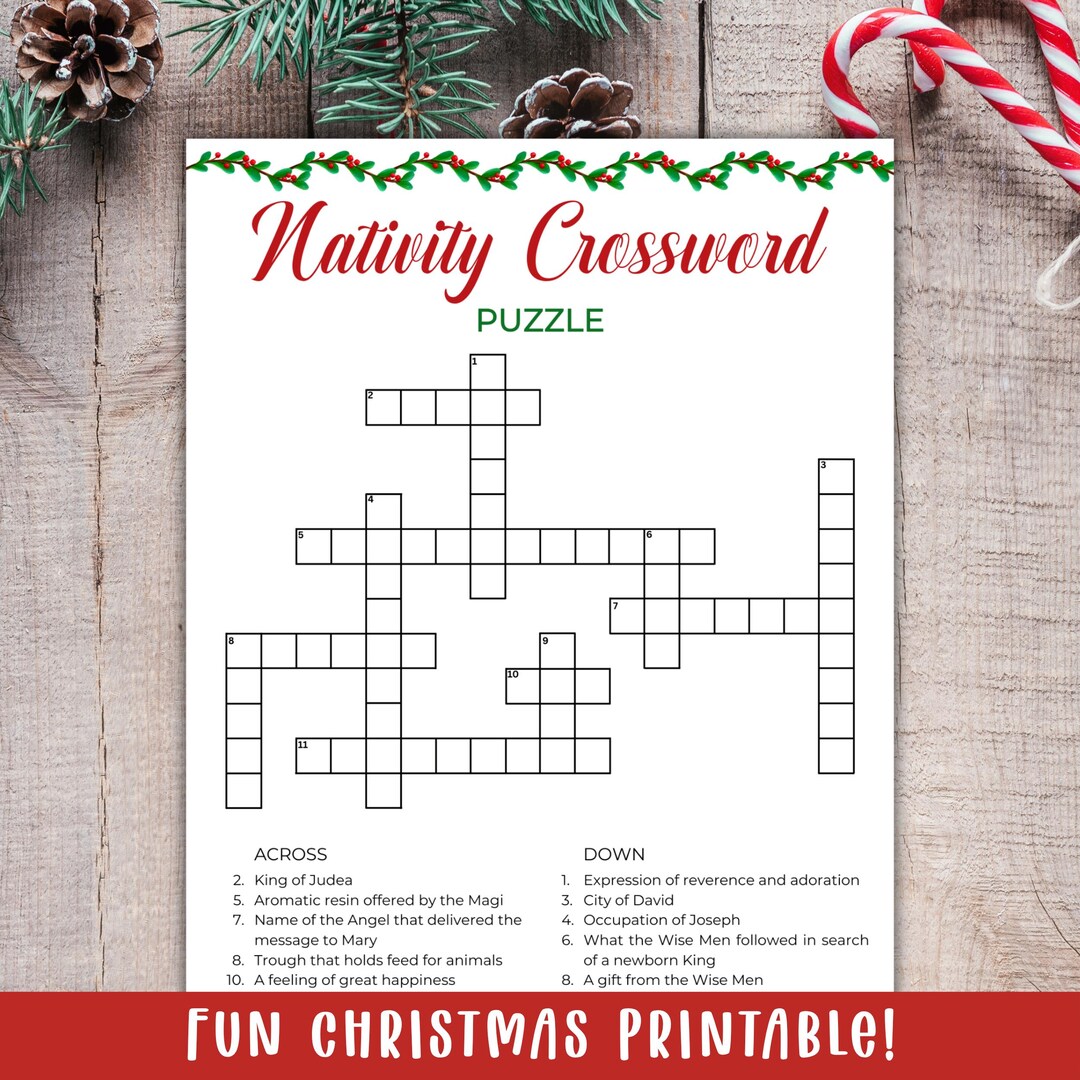Printable Christmas Crossword Puzzle, Bible Nativity Crossword, Kids ...