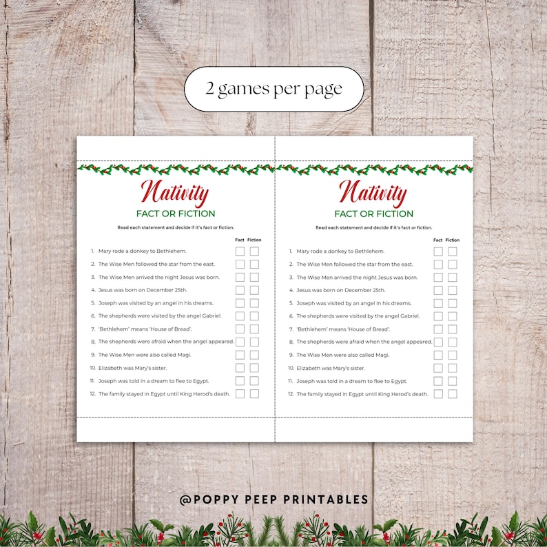 Printable Nativity Fact or Fiction Game, Bible Christmas Activity ...