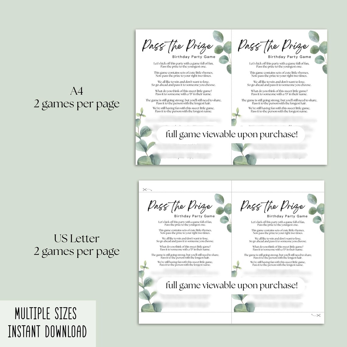 Birthday Pass the Prize Game, Printable Birthday Game, Pass the Prize ...