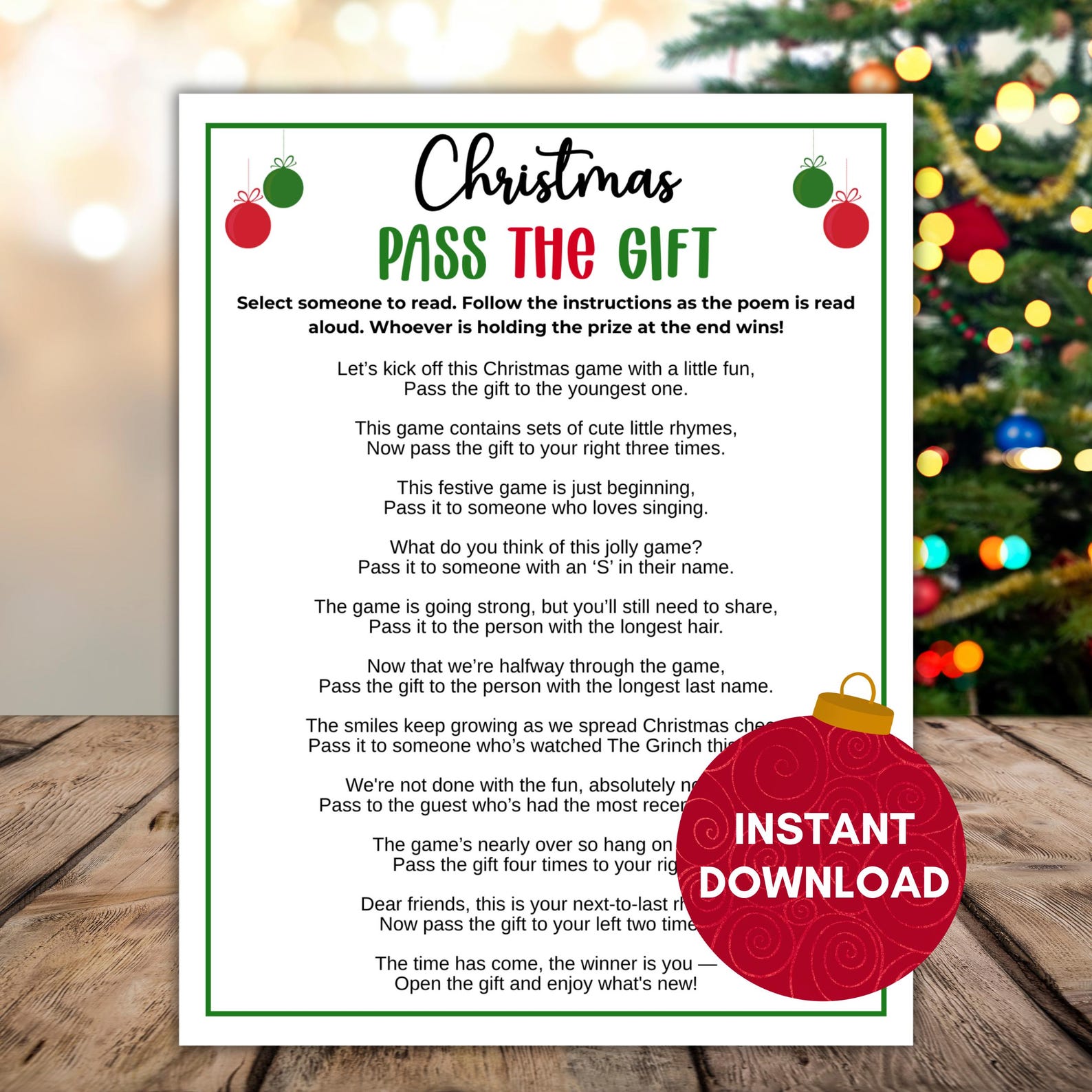 Pass the Present Christmas Game Printable Holiday Icebreaker, Pass the ...