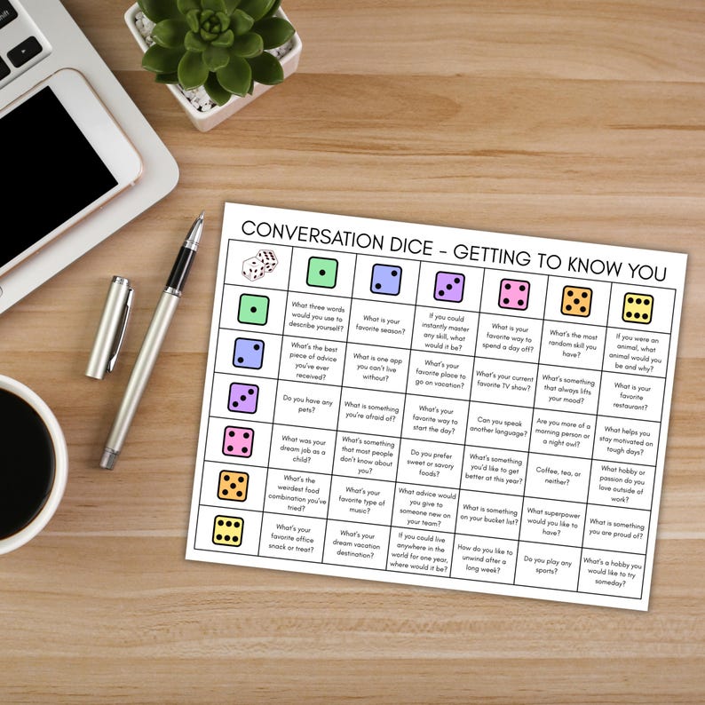 Printable Team Building Icebreaker Game, Dicebreaker Roll and Talk Game ...