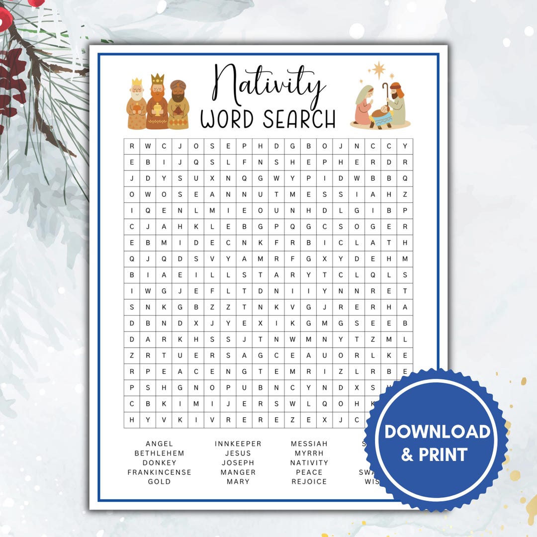 Christmas Nativity Word Search Printable, Holiday Puzzle for Kids ...