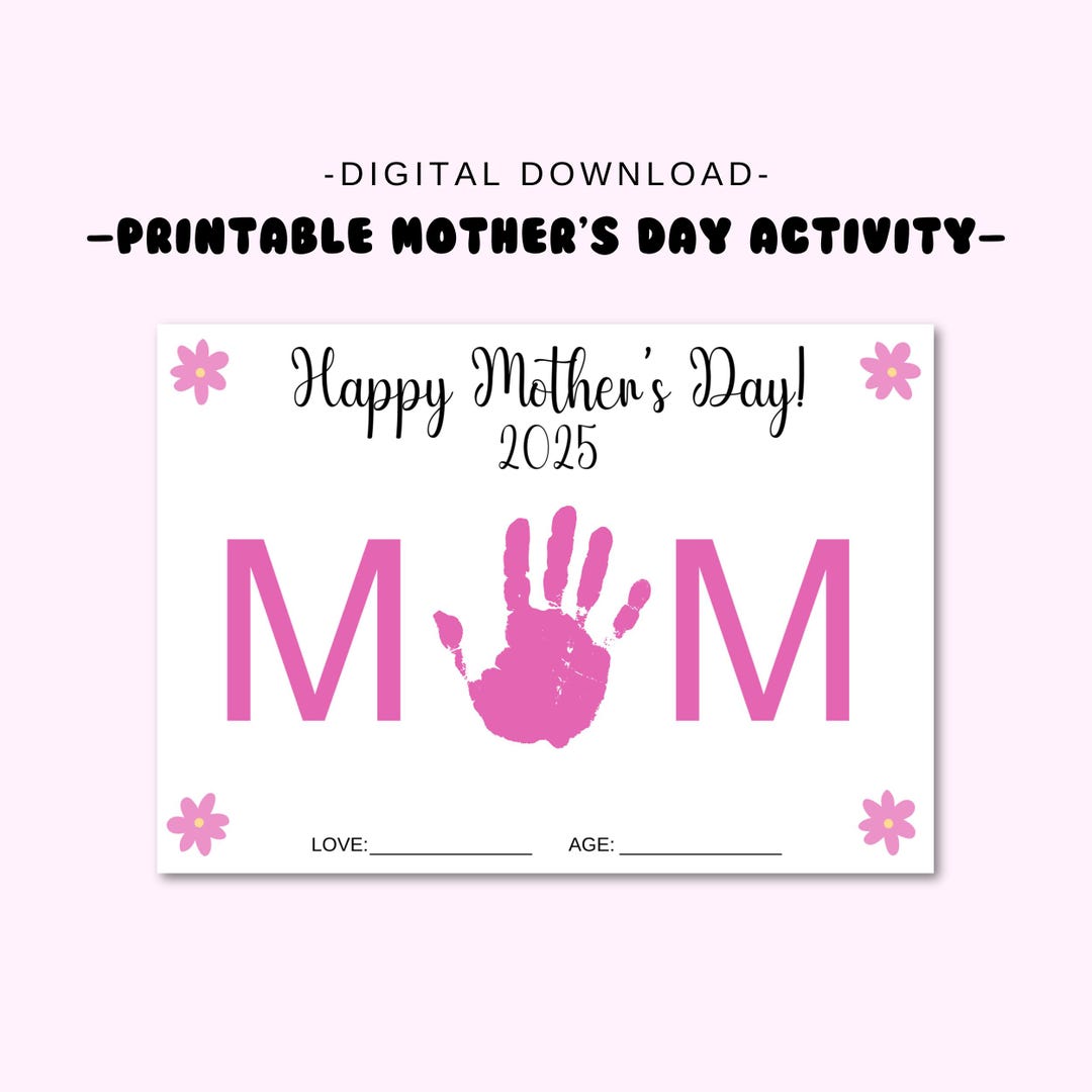 Printable Mother's Day 2025 Handprint Activity, Mother's Day Gift From ...