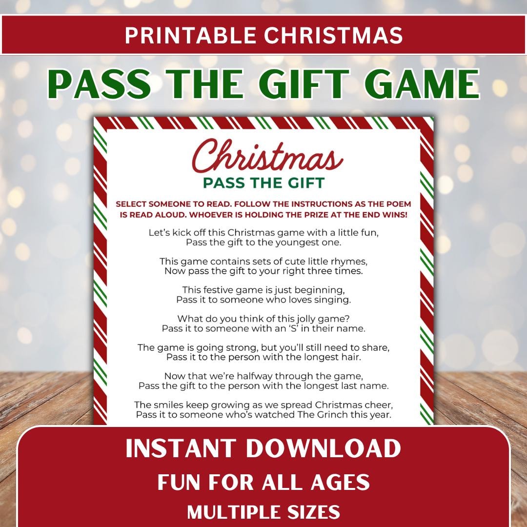 Pass the Gift Christmas Game Printable Pass the Prize Icebreaker ...