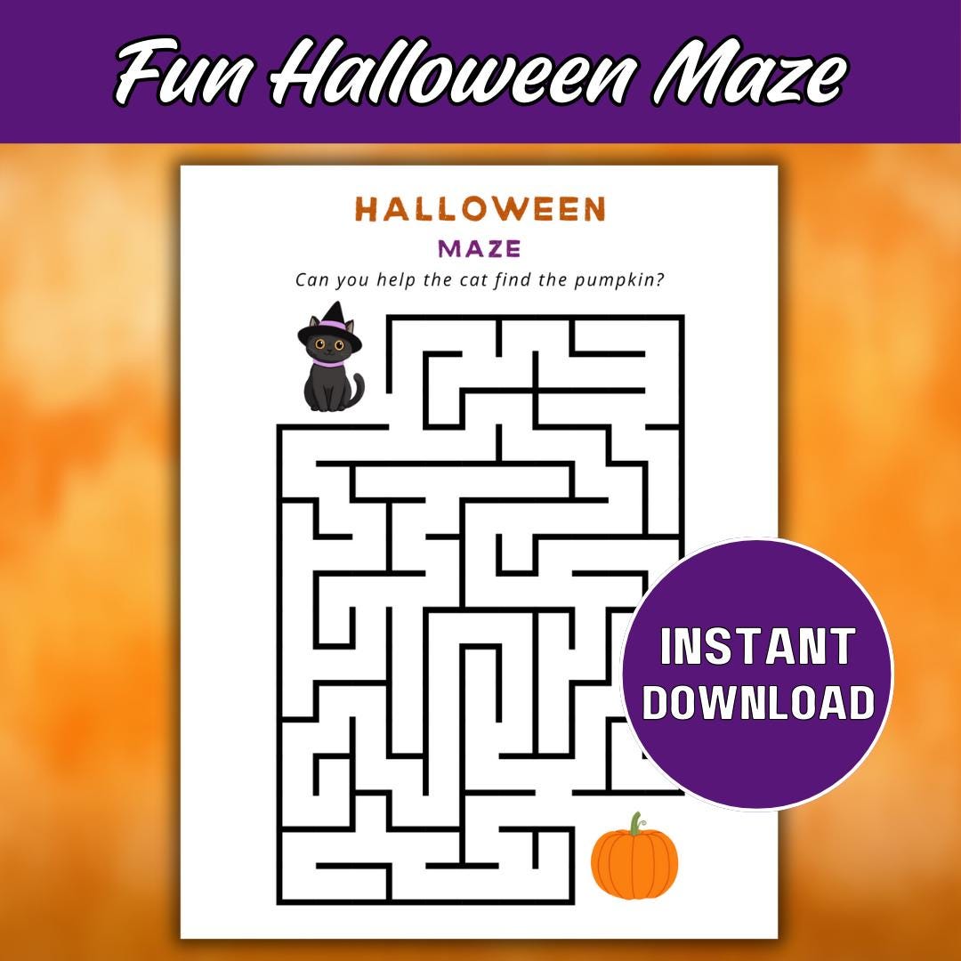 Printable Halloween Activity for Kids, Halloween Maze, Fun Halloween ...