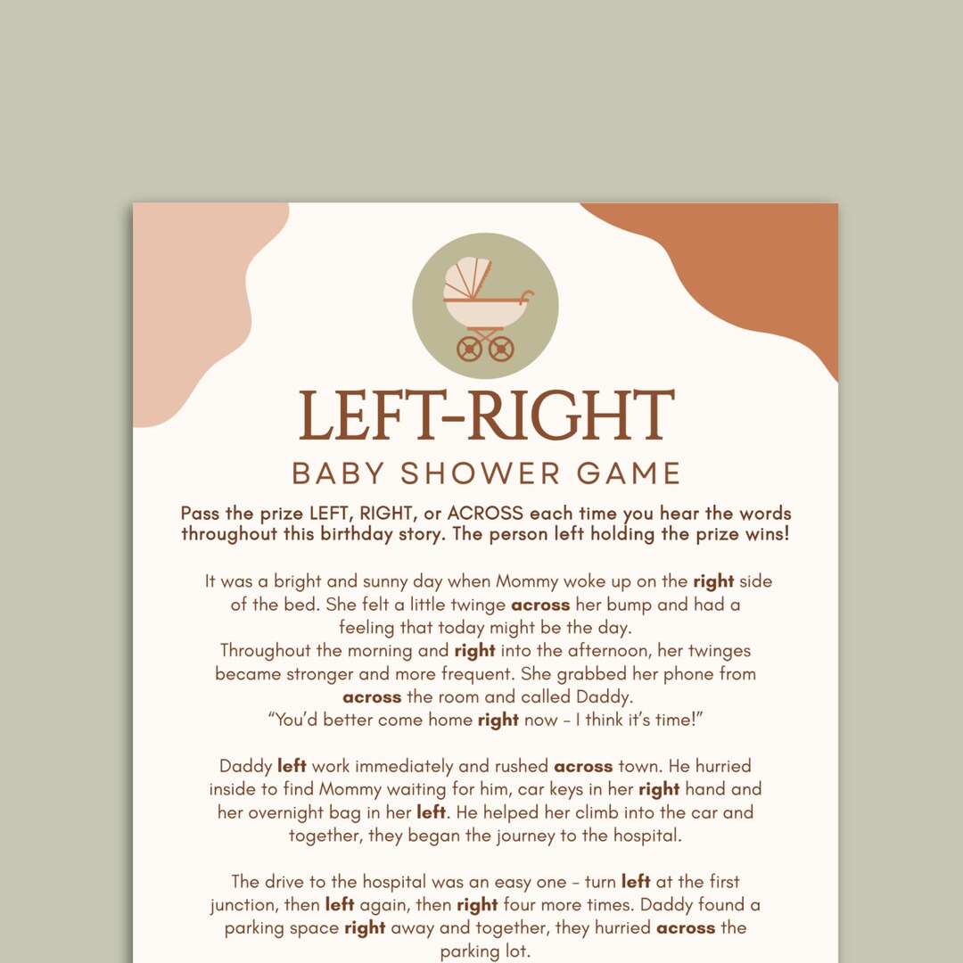 Left Right Baby Shower Game – Printable Left Right Story Game, Baby ...