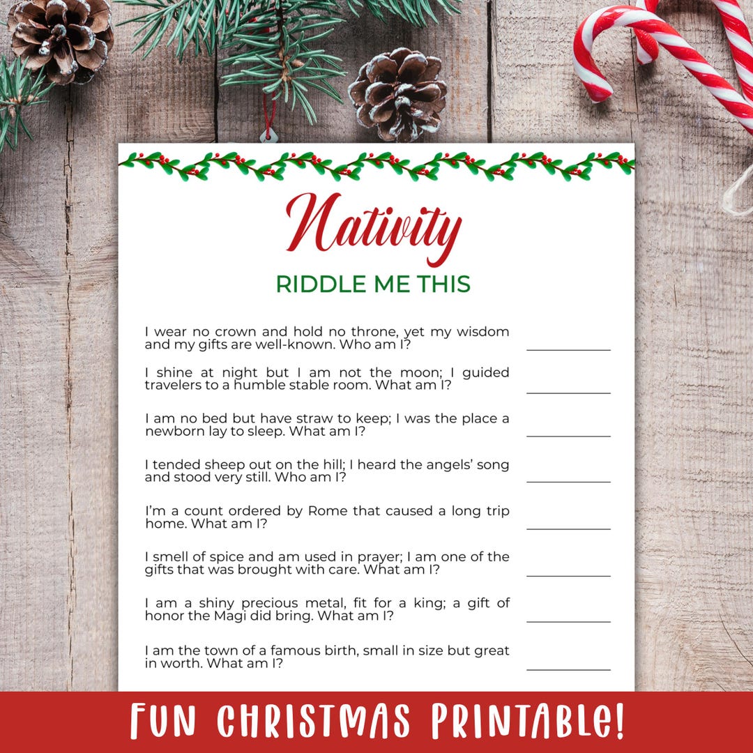 Printable Nativity Riddle Game, Bible Riddles, Christian Printable for ...