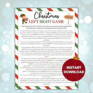 Christmas Left Right Game, Printable Pass the Prize Party Game, Left ...