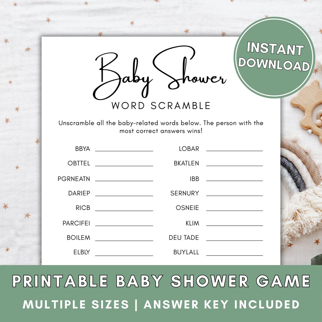 Buy Baby Shower Word Scramble Game, Printable Baby Word Scramble, Fun ...