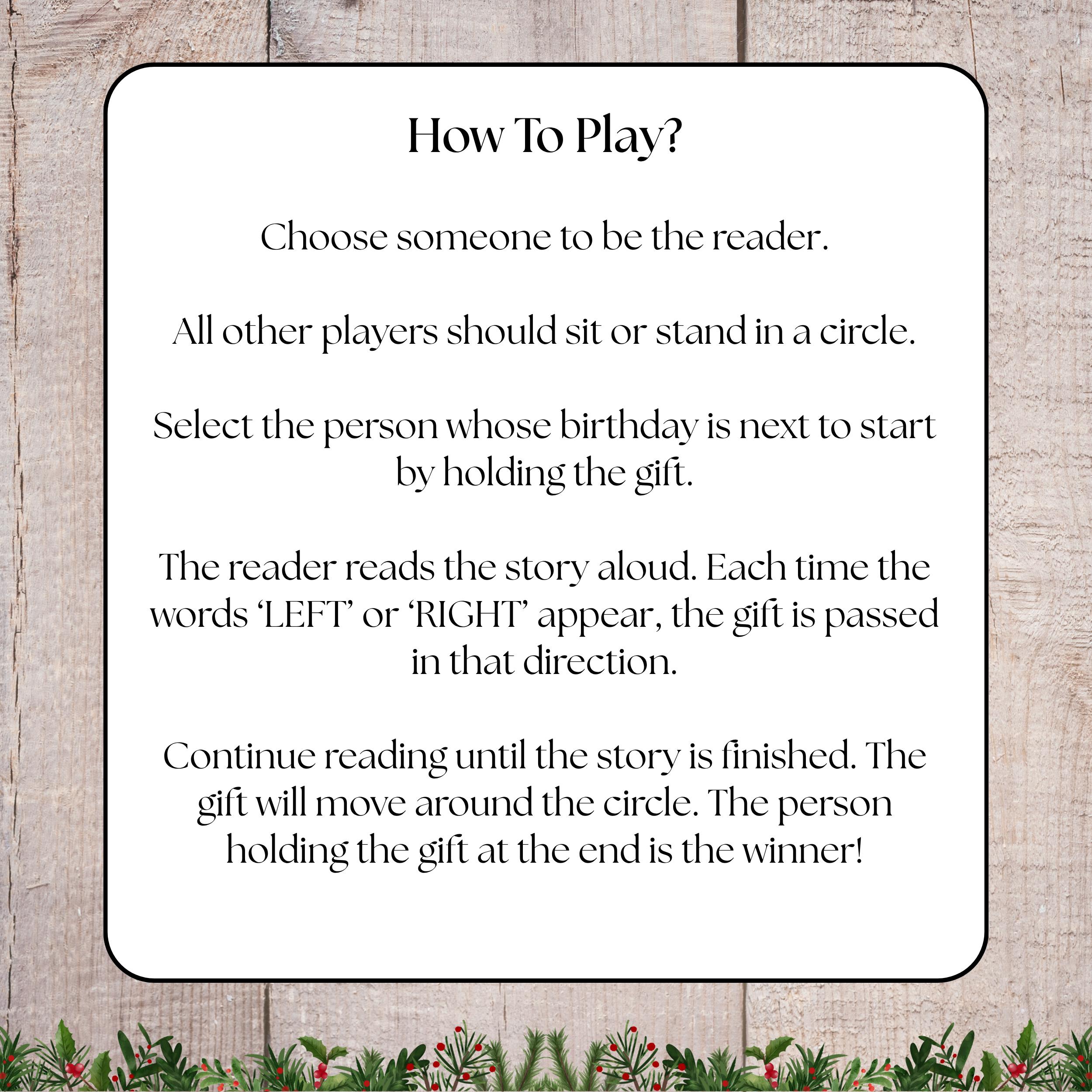 Nativity Story Left Right Game, Printable Bible Christmas Party Game ...