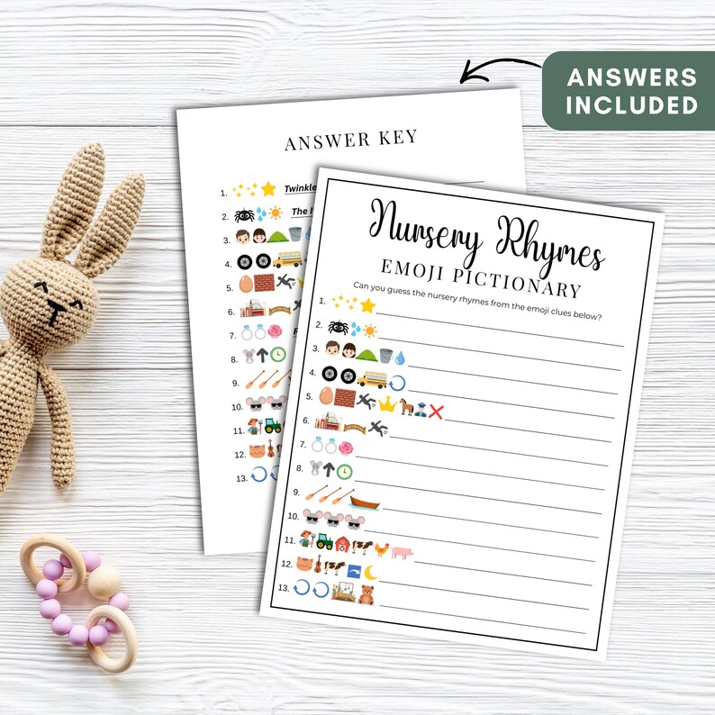 Nursery Rhyme Emoji Game Printable, Emoji Pictionary Nursery Rhymes ...
