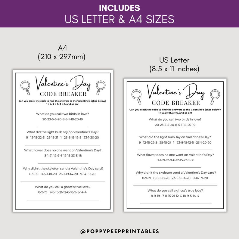 Valentine’s Day Code Breaker Printable, Crack the Secret Code Classroom ...
