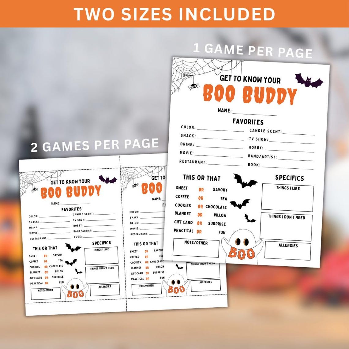 Printable Get to Know Your Boo Buddy Halloween Questionnaire, Editable ...