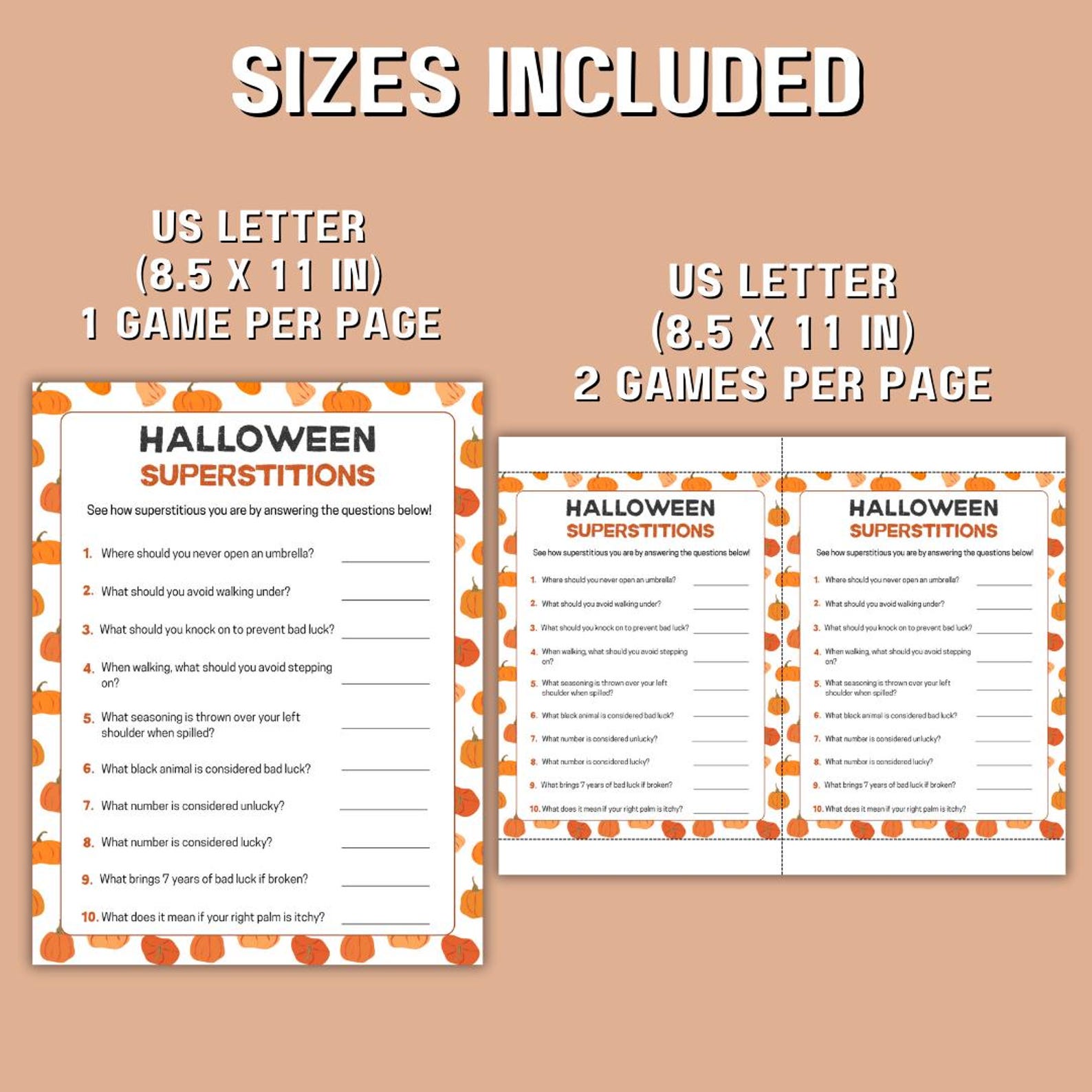 Printable Halloween Superstitions Game, Halloween Printable Activity ...