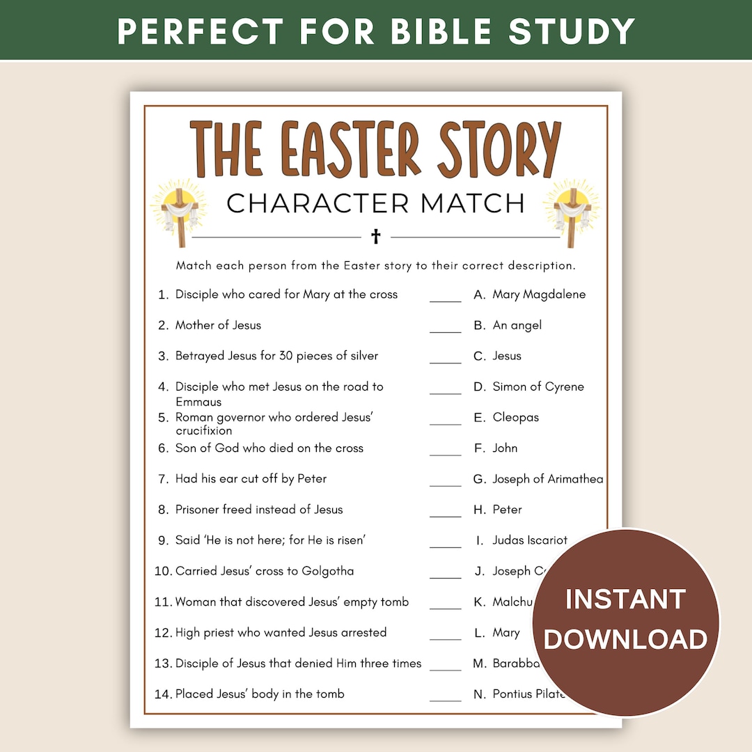 Easter Story Character Match up Game, Printable Bible Activity for ...