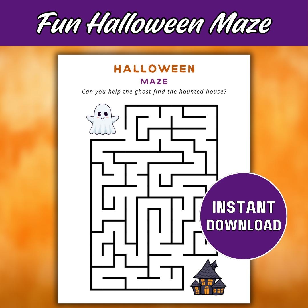 Printable Halloween Activity for Kids, Halloween Maze, Fun Halloween ...