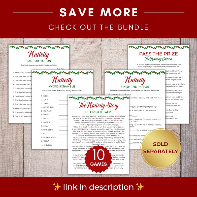 Nativity Story Left Right Game, Printable Bible Christmas Party Game ...