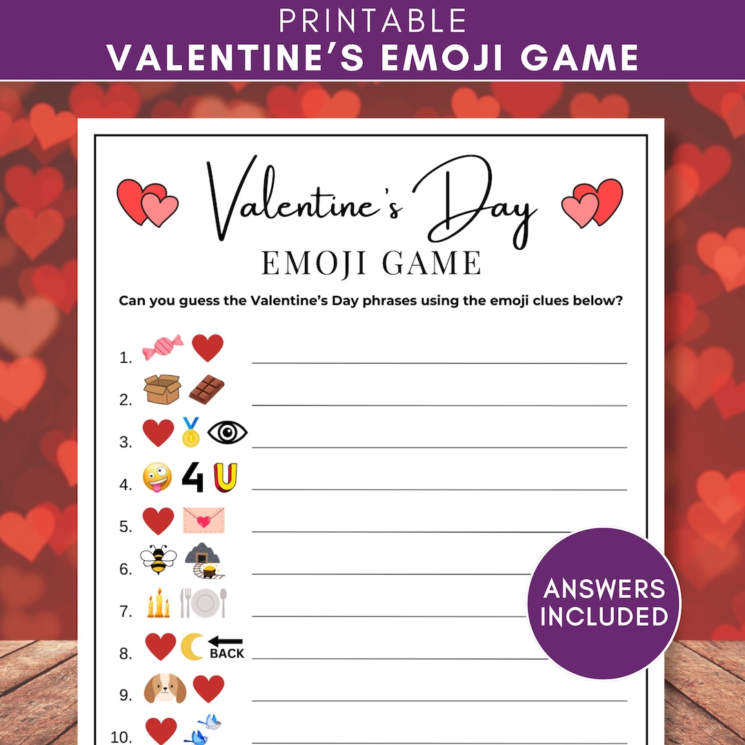 Jeu d'emoji de la Saint-Valentin imprimable, devinez les phrases de la ...