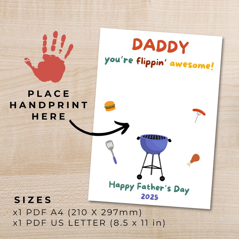 Printable Father's Day Handprint Activity, DIY Craft Gift for Dad ...