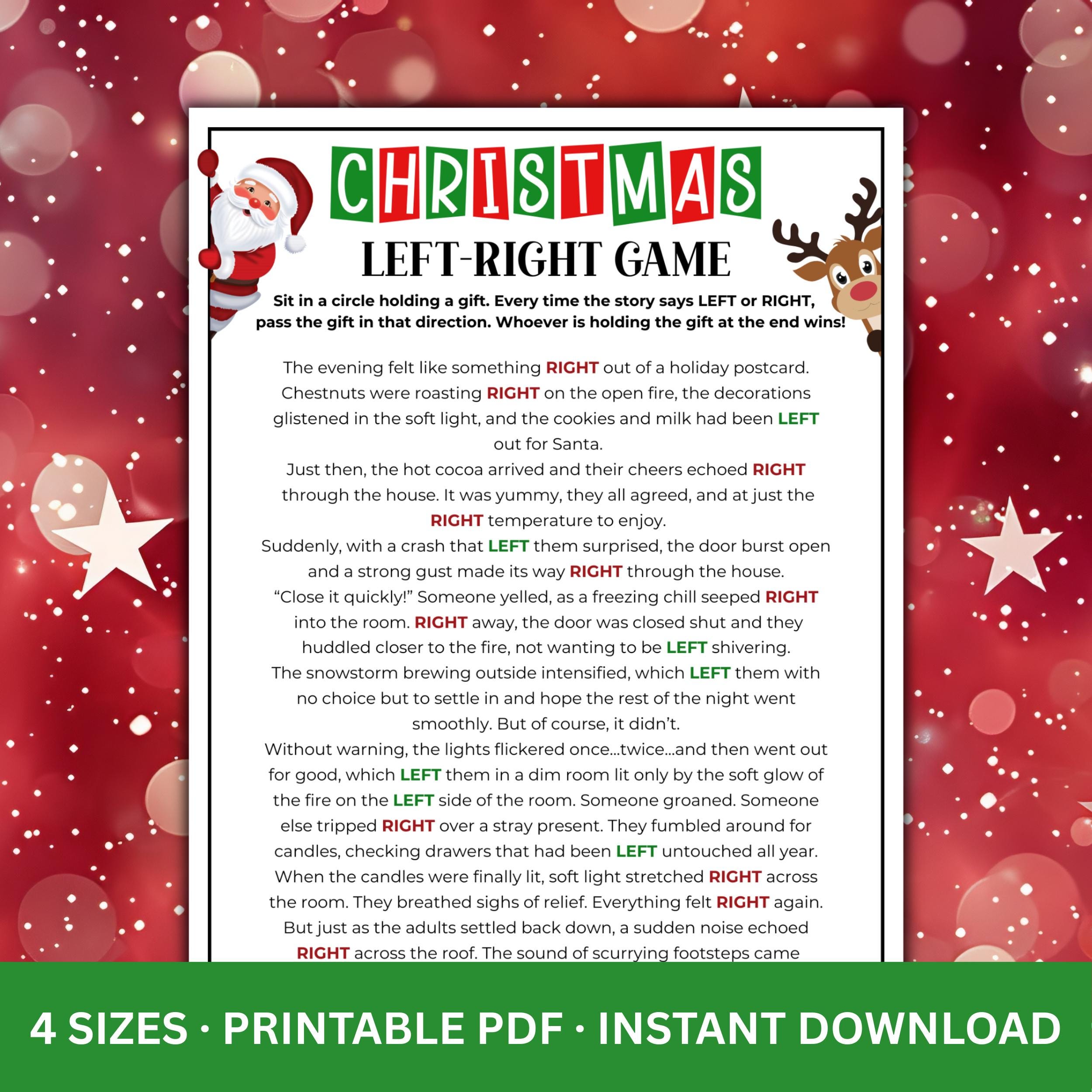 Pass the Gift Exchange Game, Left Right Christmas Story Printable ...
