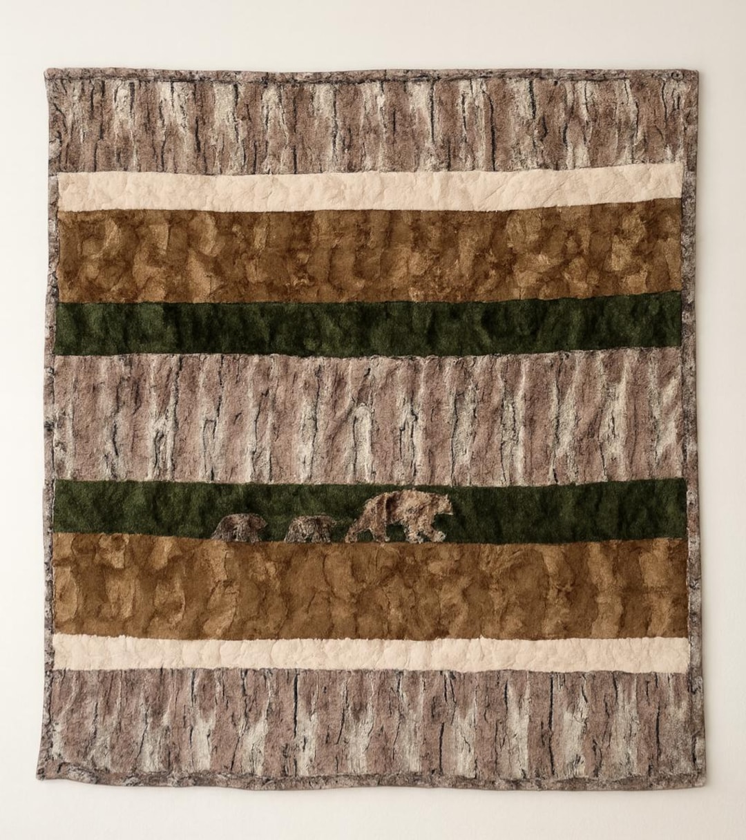 Appliqués Quilt With Strips, Minky Blanket, Lined With Warm Cotton ...