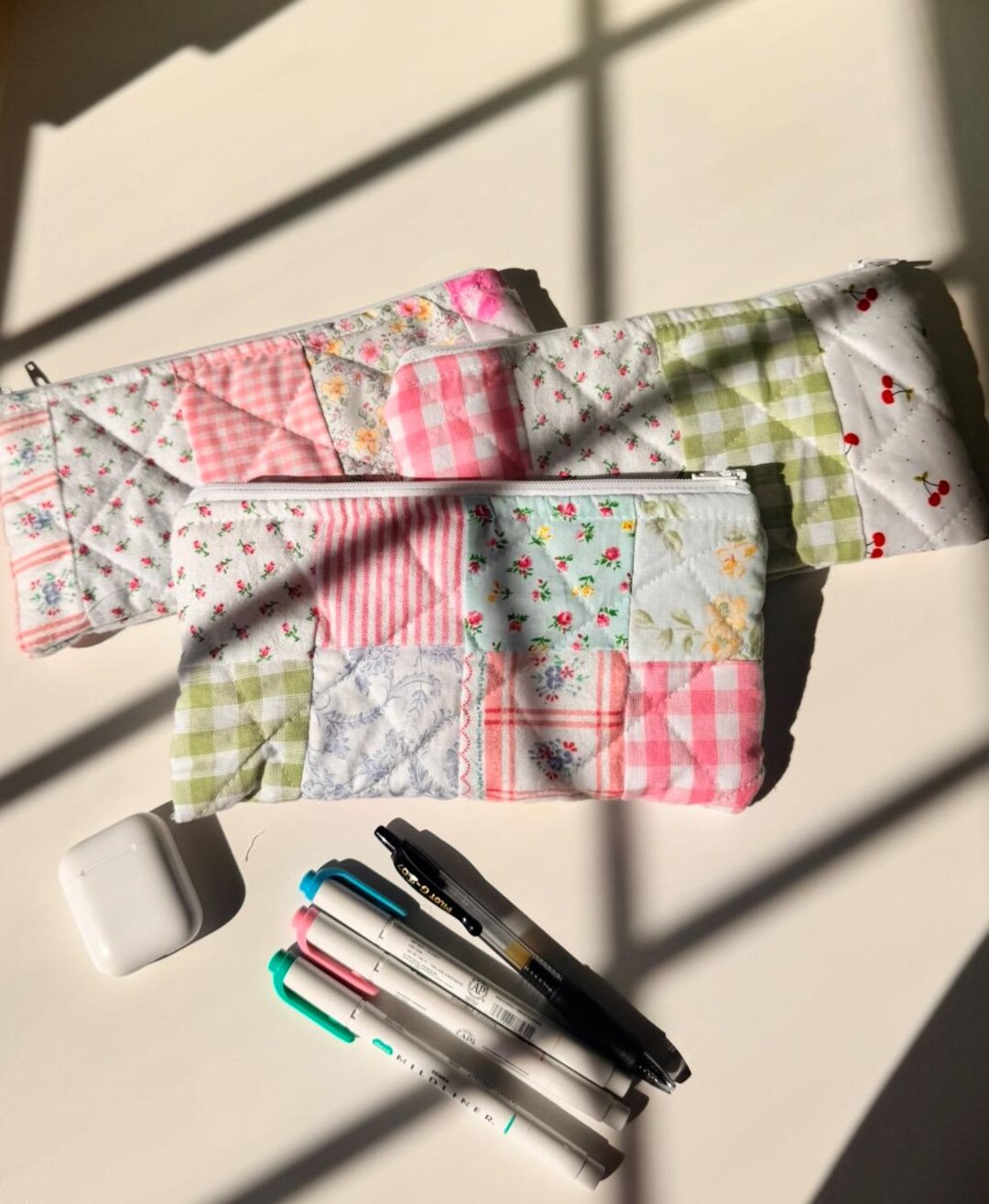 Pencil Case Pouch / Quilted Zipper Pouch / Patchwork Pencil Case ...