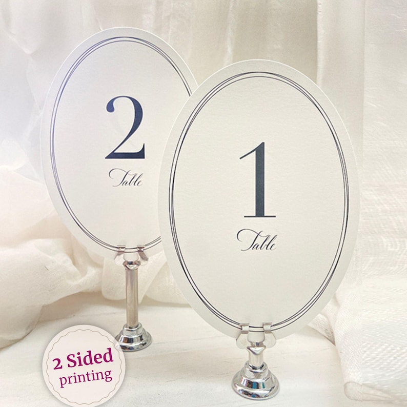 Printed Oval Wedding Table Numbers, Minimalist Event Table Assignment ...